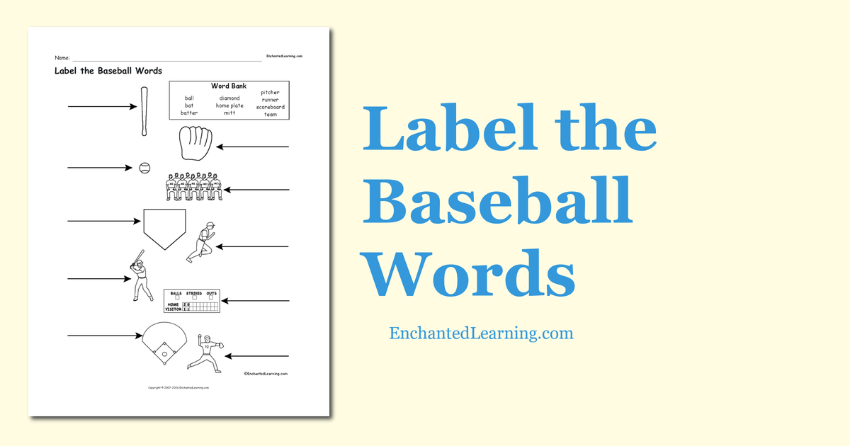 Label the Baseball Words - Enchanted Learning