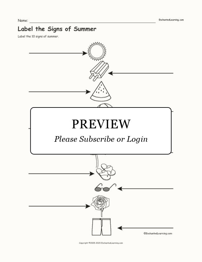 Label the Signs of Summer - Enchanted Learning