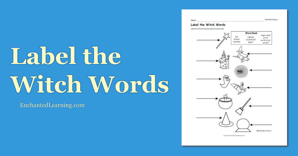 Label the Witch Words - Enchanted Learning