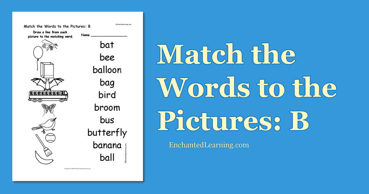Match the Words to the Pictures: B - Enchanted Learning