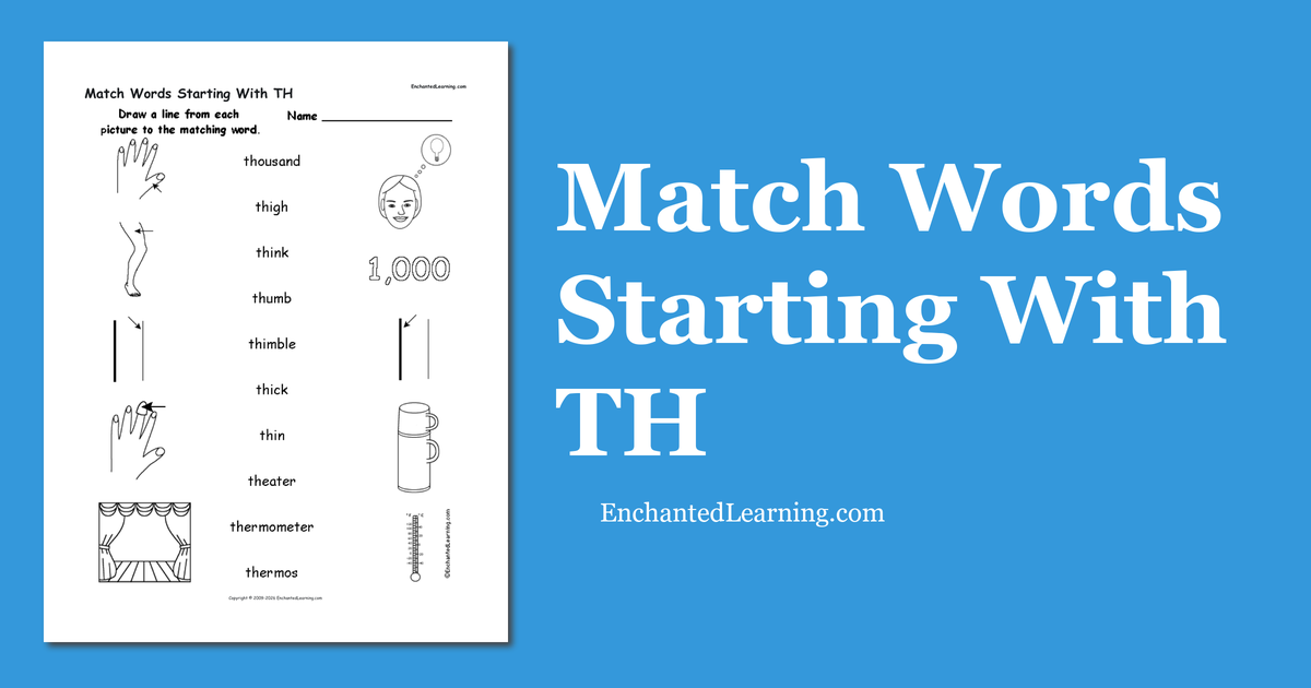 Match Words Starting With TH - Enchanted Learning