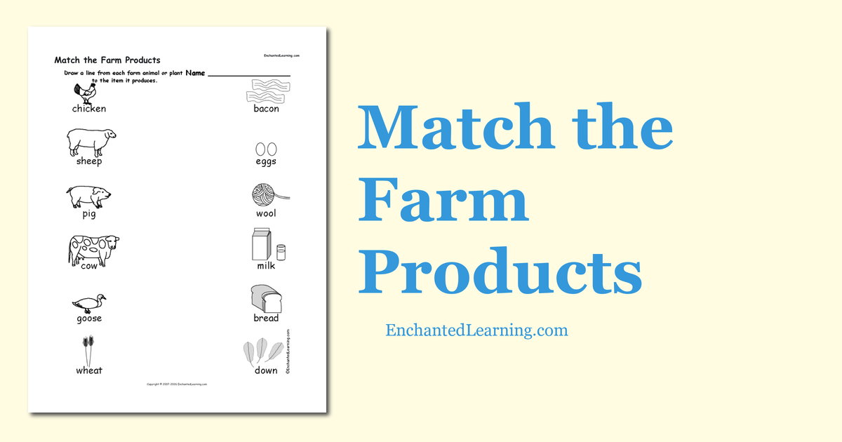 Match the Farm Products - Enchanted Learning