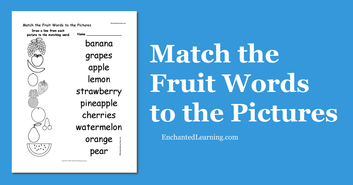 Match the Fruit Words to the Pictures - Enchanted Learning