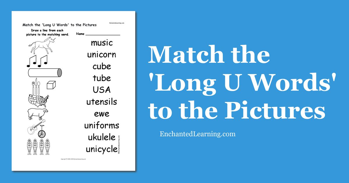Match the 'Long U Words' to the Pictures - Enchanted Learning