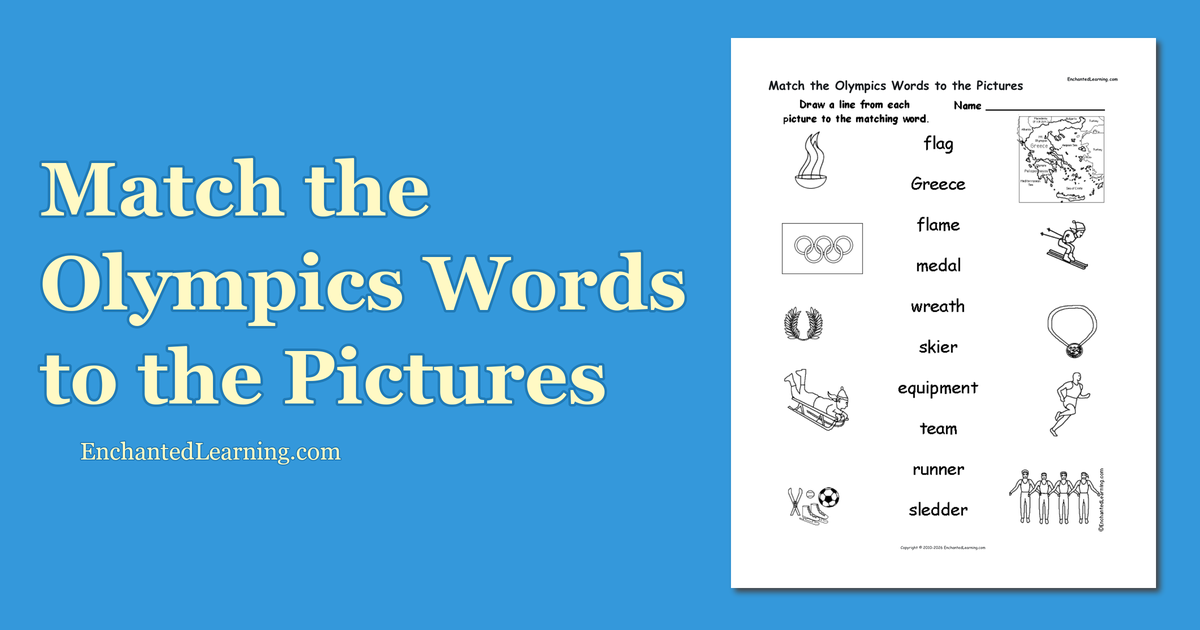Match the Olympics Words to the Pictures - Enchanted Learning
