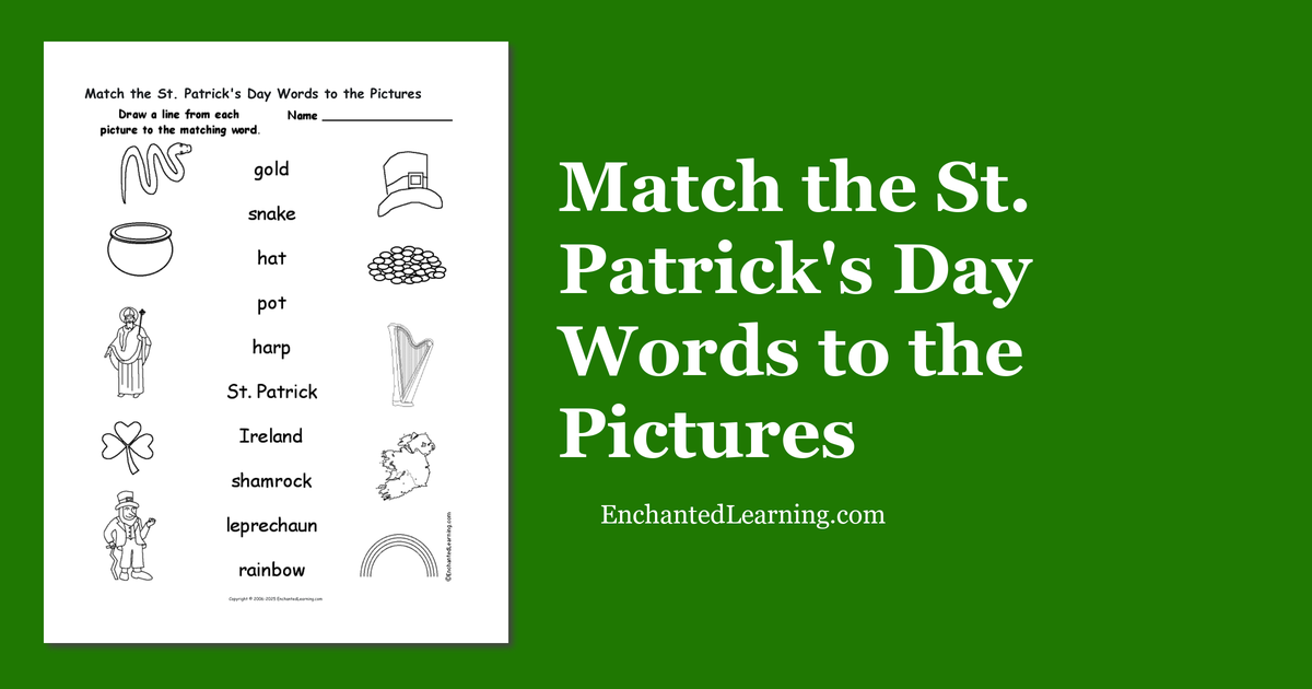 Match the St. Patrick's Day Words to the Pictures - Enchanted Learning