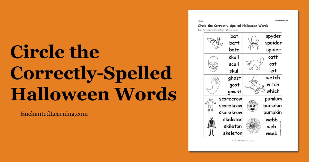Circle the Correctly-Spelled Halloween Words - Enchanted Learning