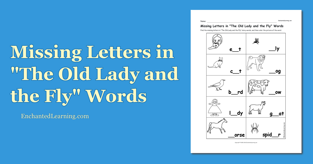 Missing Letters in "The Old Lady and the Fly" Words - Enchanted Learning