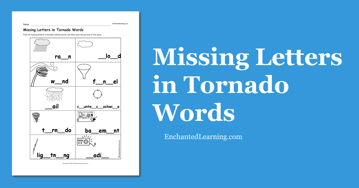 Missing Letters in Tornado Words - Enchanted Learning