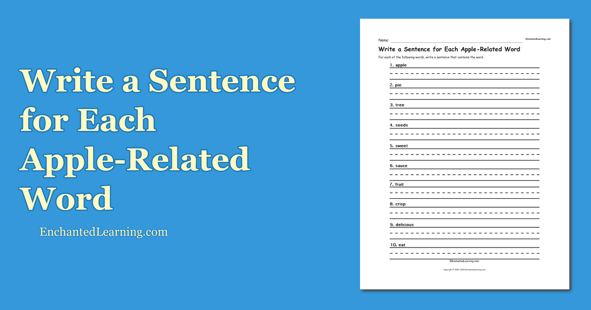 Write a Sentence for Each Apple-Related Word - Enchanted Learning