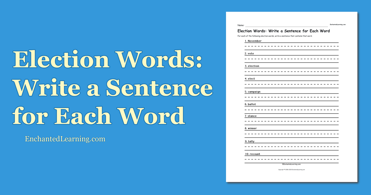 Election Words: Write a Sentence for Each Word - Enchanted Learning