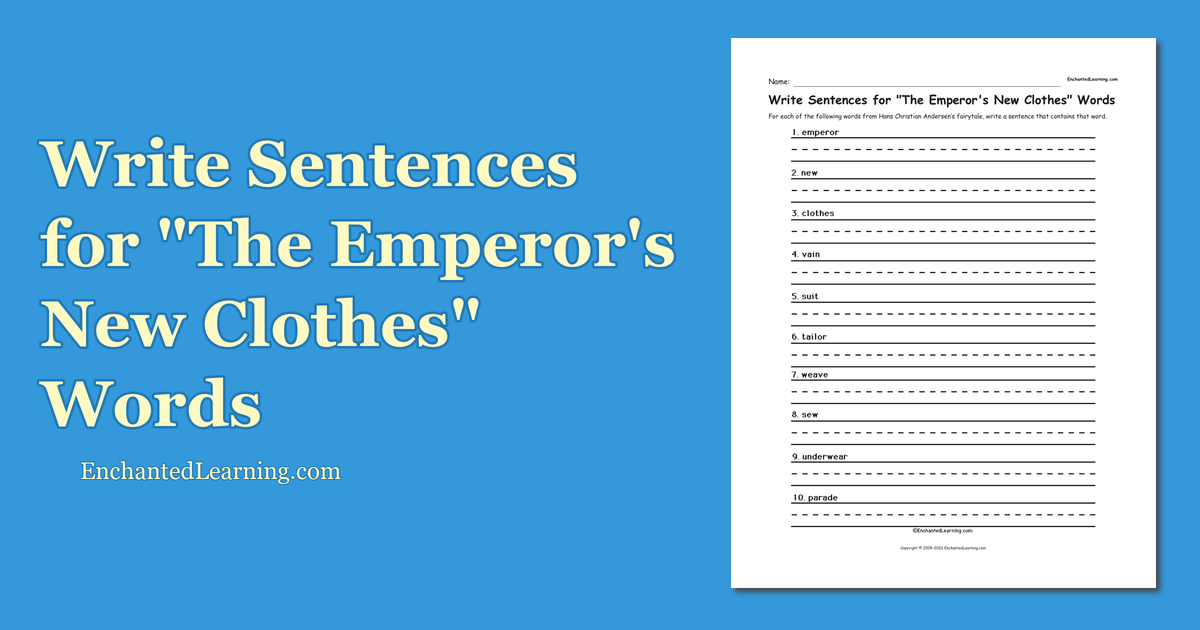 Write Sentences for "The Emperor's New Clothes" Words - Enchanted Learning