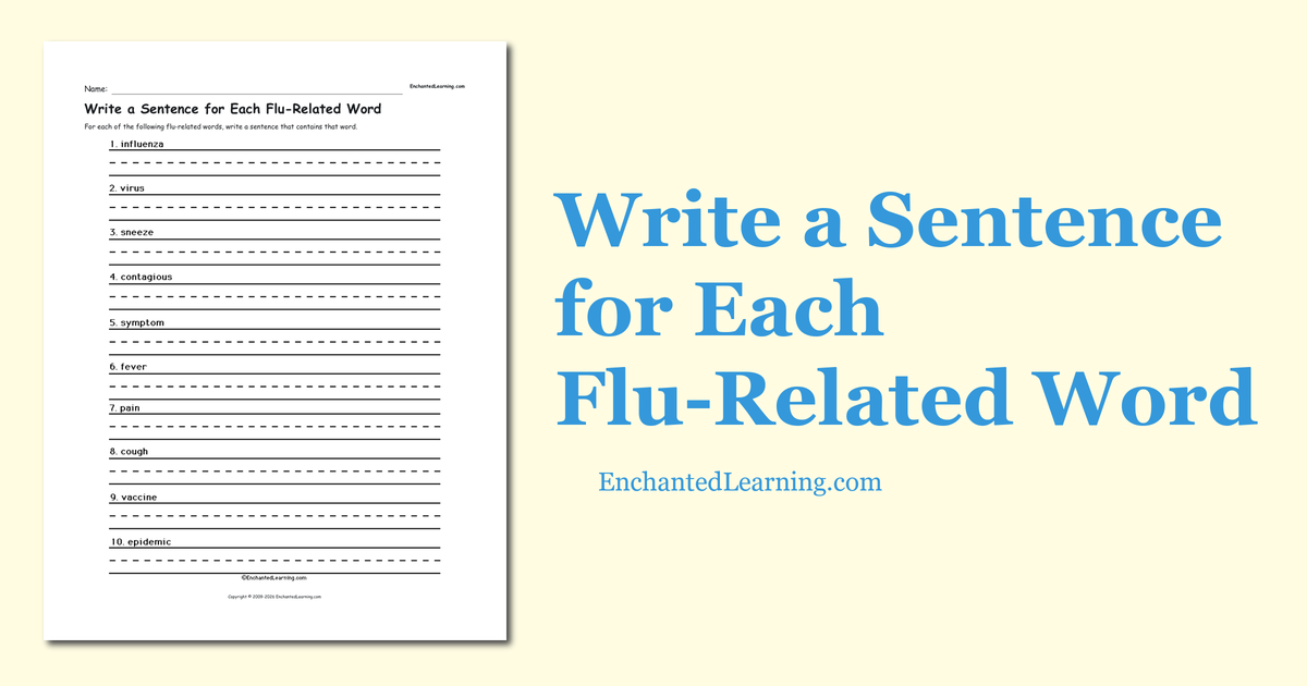 Write a Sentence for Each Flu-Related Word - Enchanted Learning