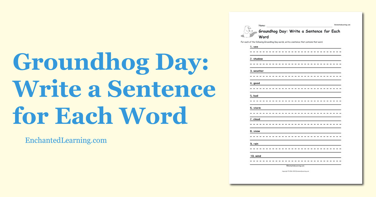 Groundhog Day: Write a Sentence for Each Word - Enchanted Learning