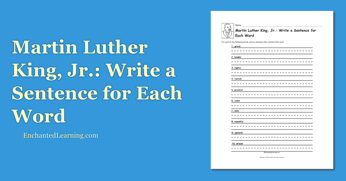 Martin Luther King, Jr.: Write a Sentence for Each Word - Enchanted ...