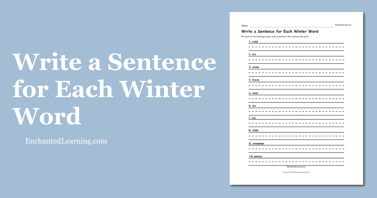 Write a Sentence for Each Winter Word - Enchanted Learning