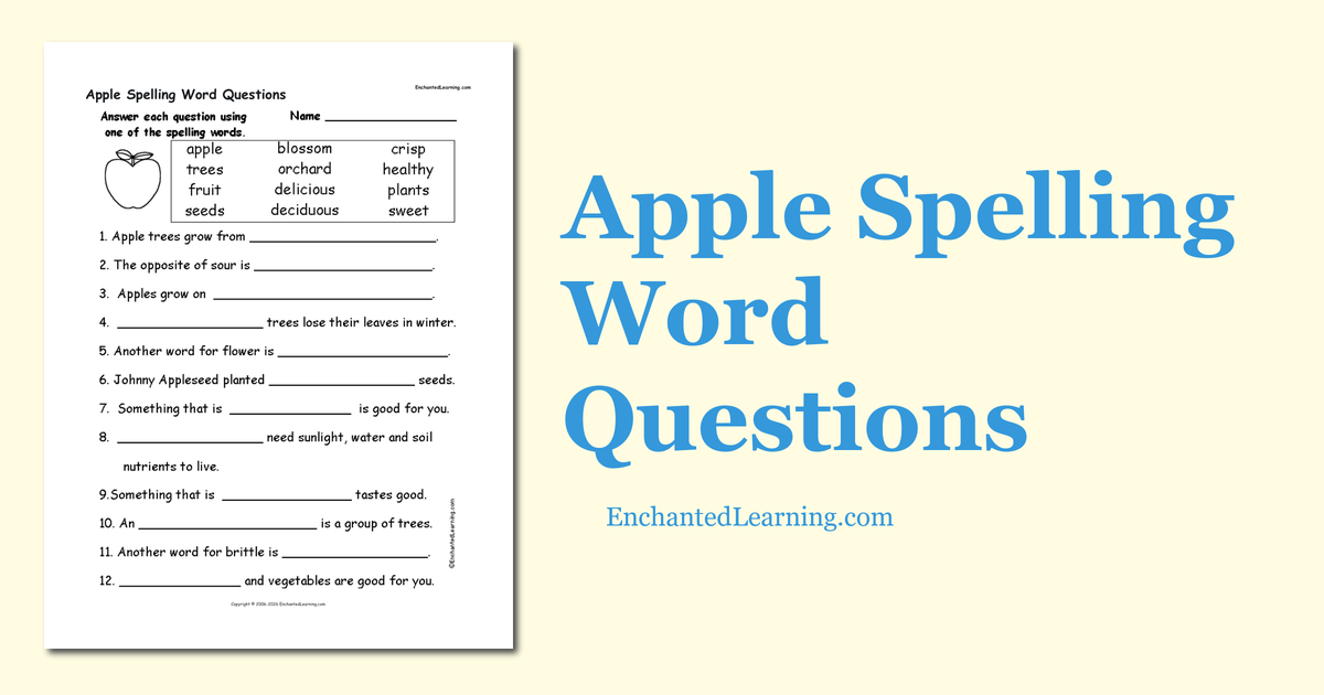 Apple Spelling Word Questions - Enchanted Learning