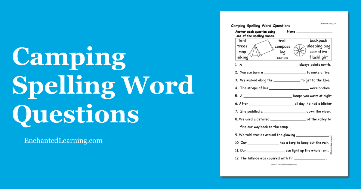 Camping Spelling Words at Carlo Simmons blog