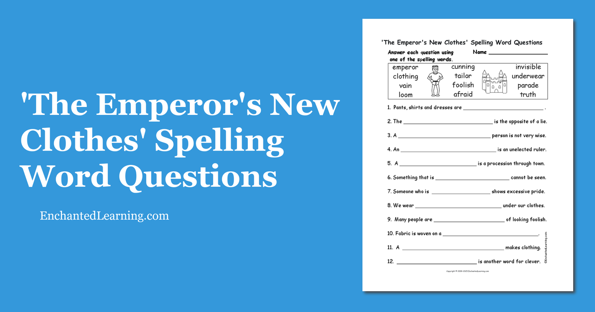 'The Emperor's New Clothes' Spelling Word Questions - Enchanted Learning