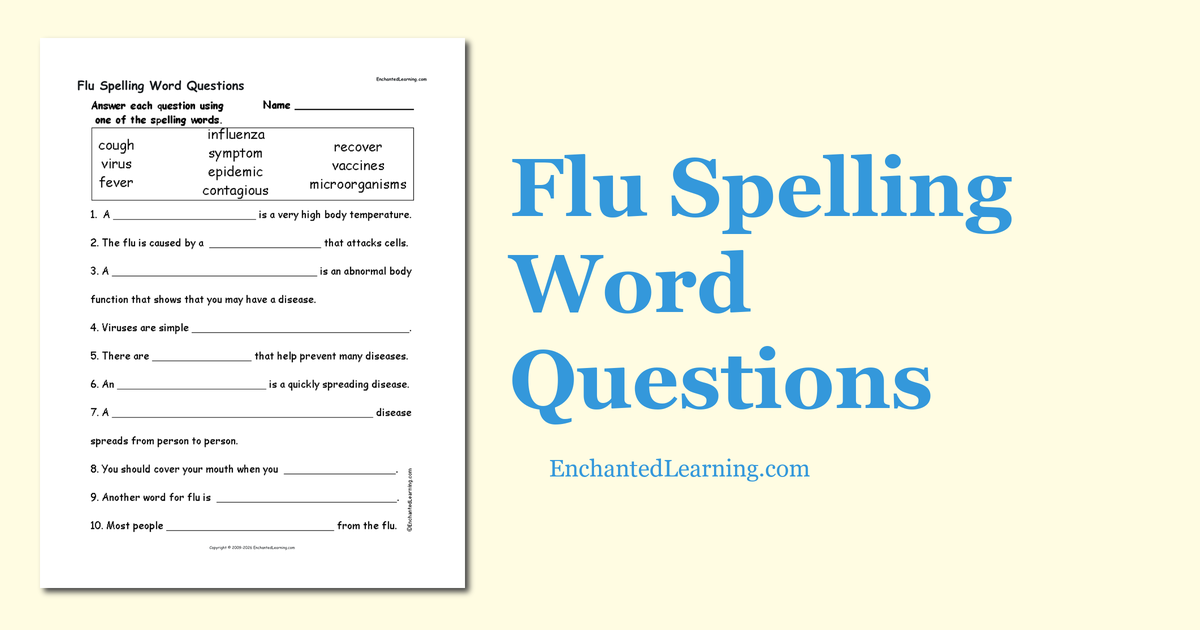 Flu Spelling Word Questions - Enchanted Learning