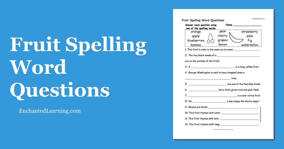 Fruit Spelling Word Questions - Enchanted Learning