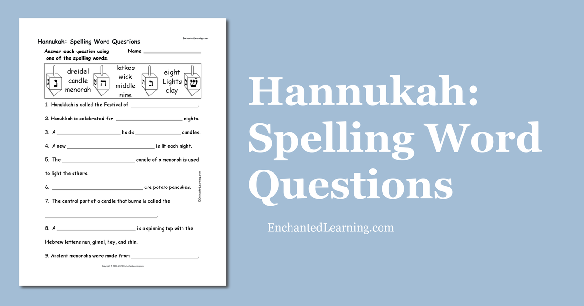 Hannukah: Spelling Word Questions - Enchanted Learning