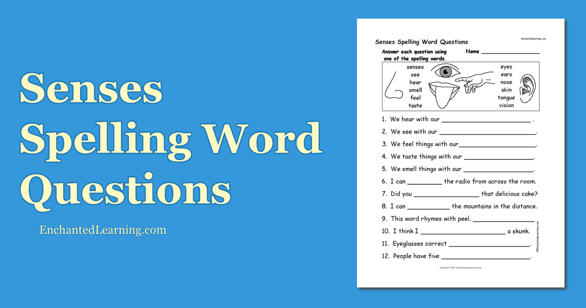 Senses Spelling Word Questions - Enchanted Learning