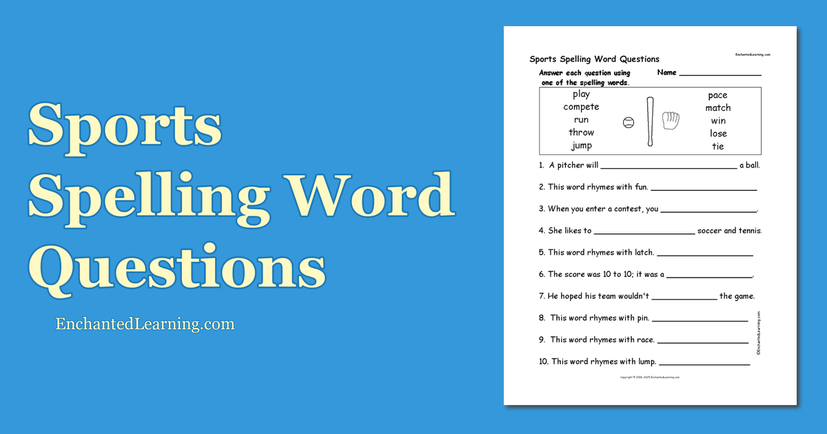 Sports Spelling Word Questions - Enchanted Learning