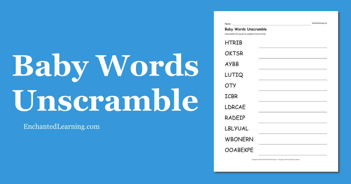 Baby Words Unscramble - Enchanted Learning