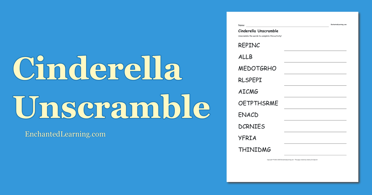 Cinderella Unscramble - Enchanted Learning