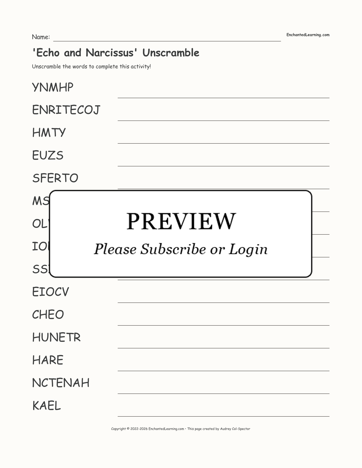 Echo And Narcissus Unscramble Enchanted Learning Echo And Narcissus Unscramble Enchanted Learning