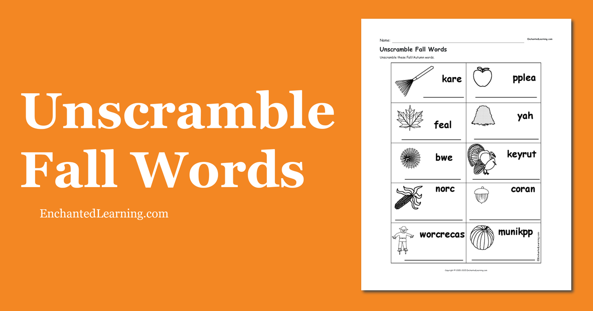 Unscramble Fall Words - Enchanted Learning