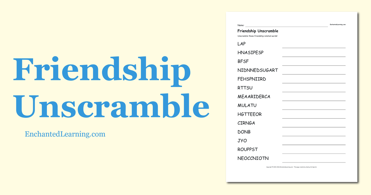 Friendship Unscramble - Enchanted Learning