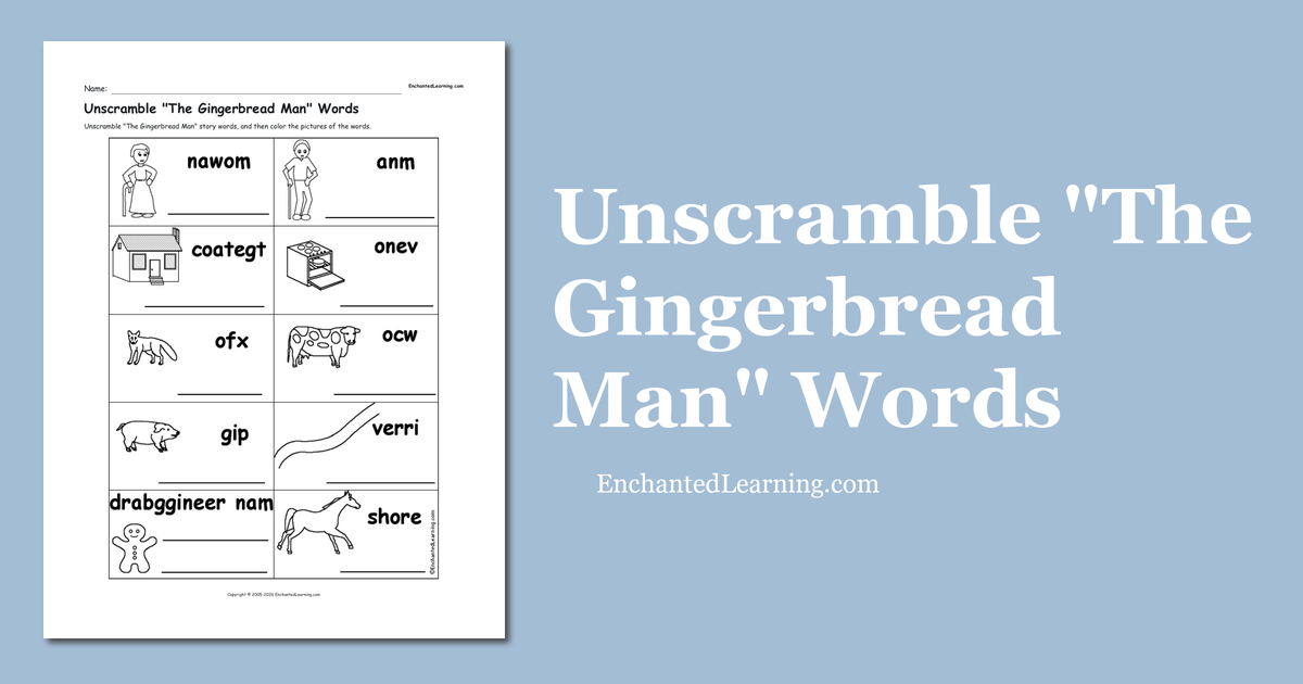 Unscramble "The Gingerbread Man" Words - Enchanted Learning