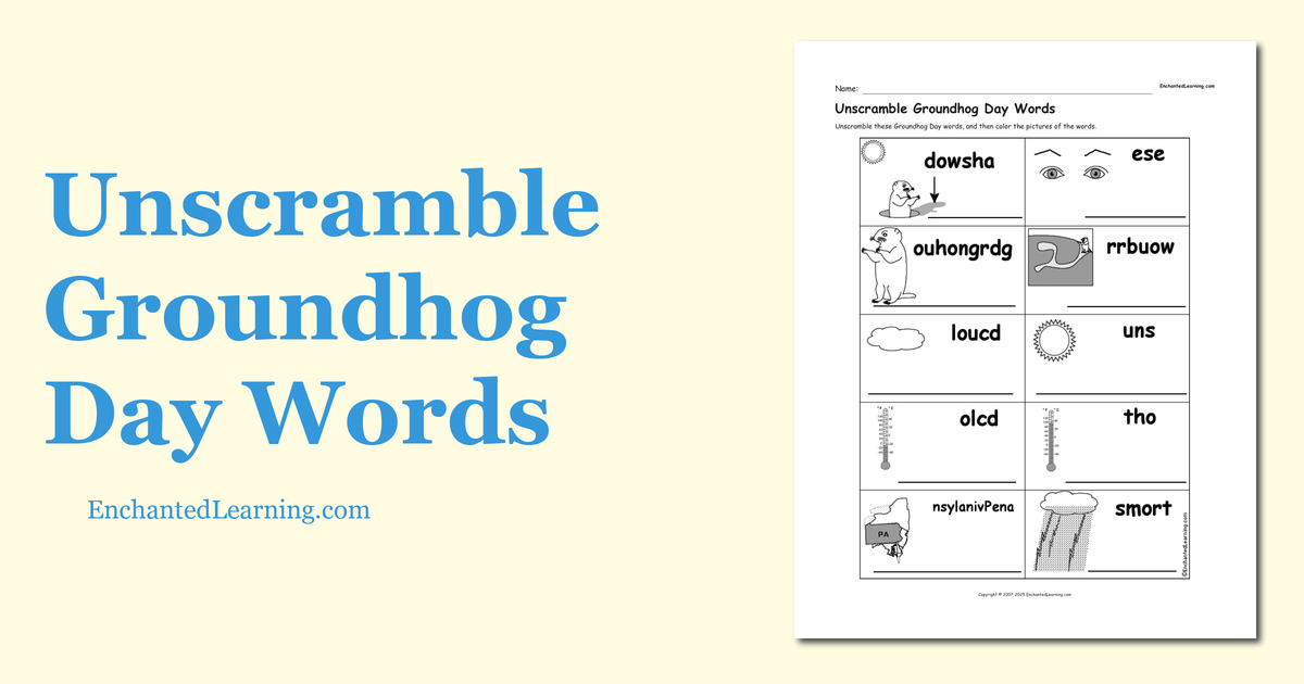 Unscramble Groundhog Day Words - Enchanted Learning