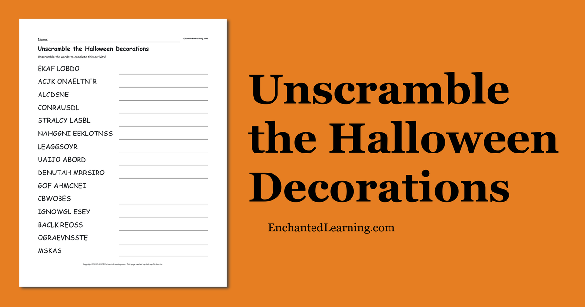 Unscramble the Halloween Decorations - Enchanted Learning
