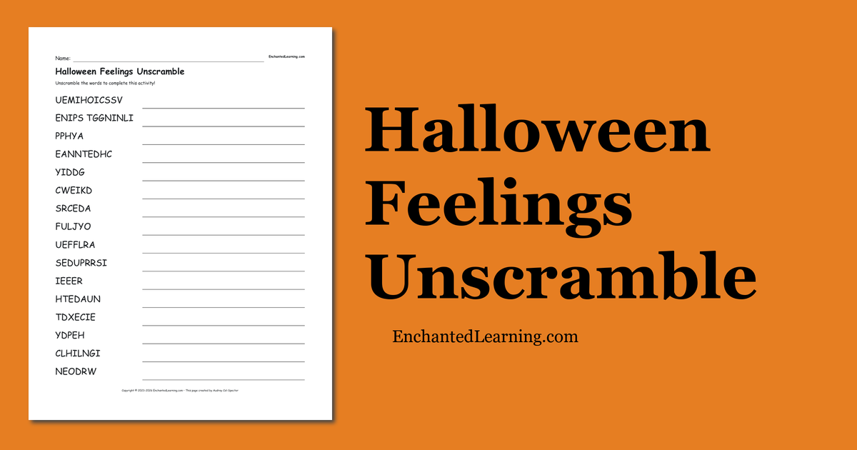 Halloween Feelings Unscramble - Enchanted Learning