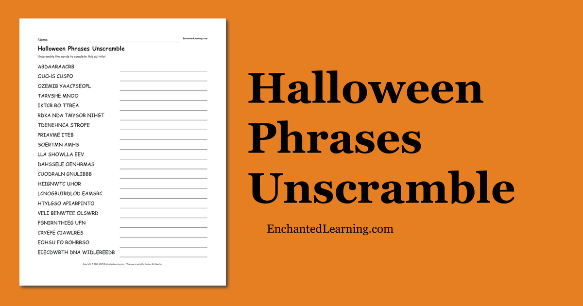 Halloween Phrases Unscramble - Enchanted Learning
