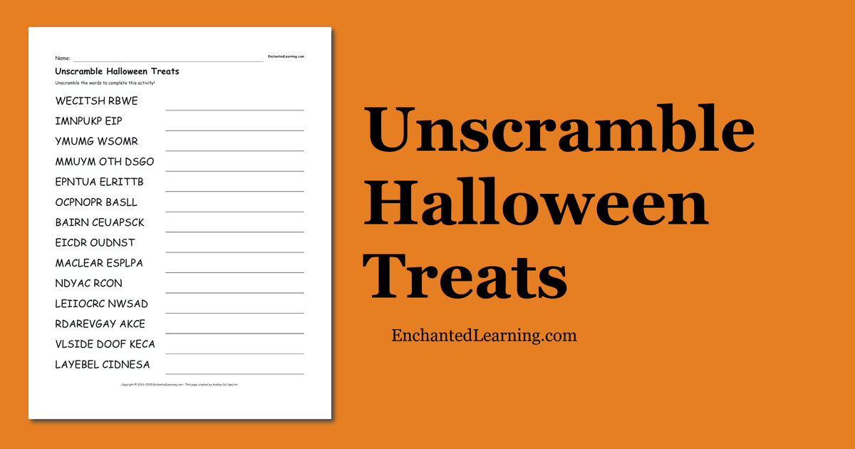 Unscramble Halloween Treats - Enchanted Learning