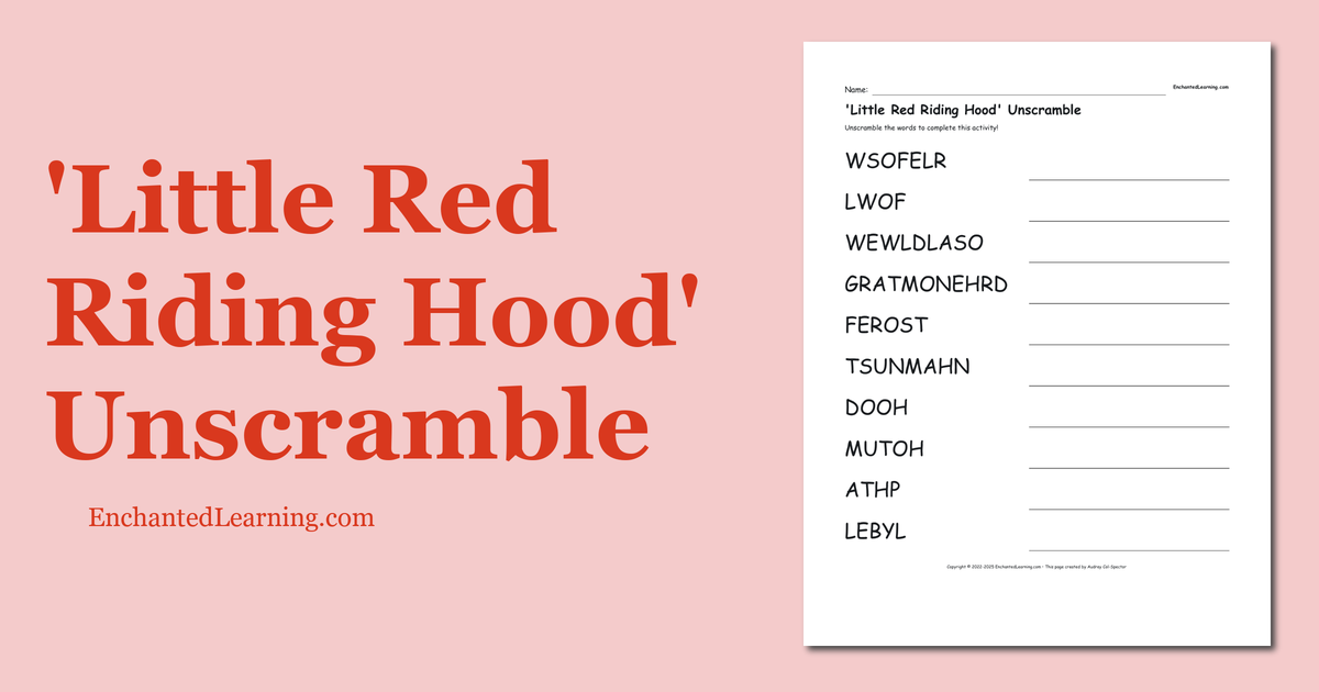 'Little Red Riding Hood' Unscramble - Enchanted Learning