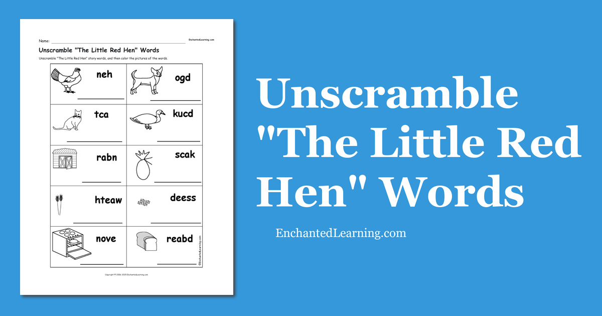 Unscramble "The Little Red Hen" Words - Enchanted Learning