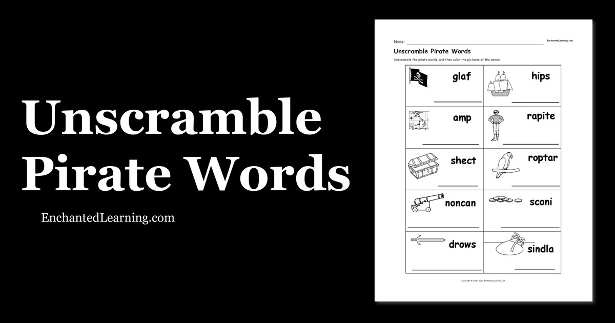 Unscramble Pirate Words - Enchanted Learning