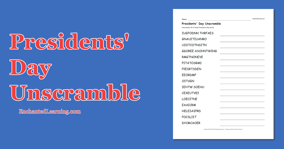 Presidents' Day Unscramble - Enchanted Learning