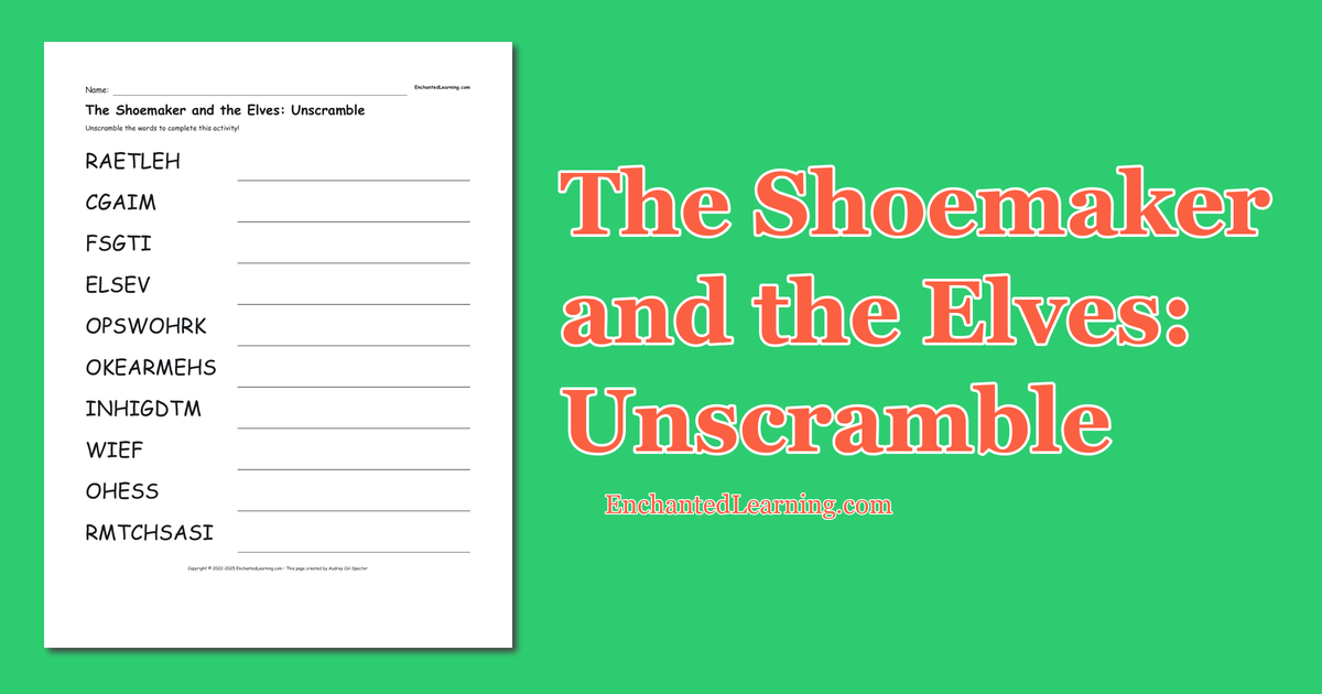 The Shoemaker and the Elves: Unscramble - Enchanted Learning