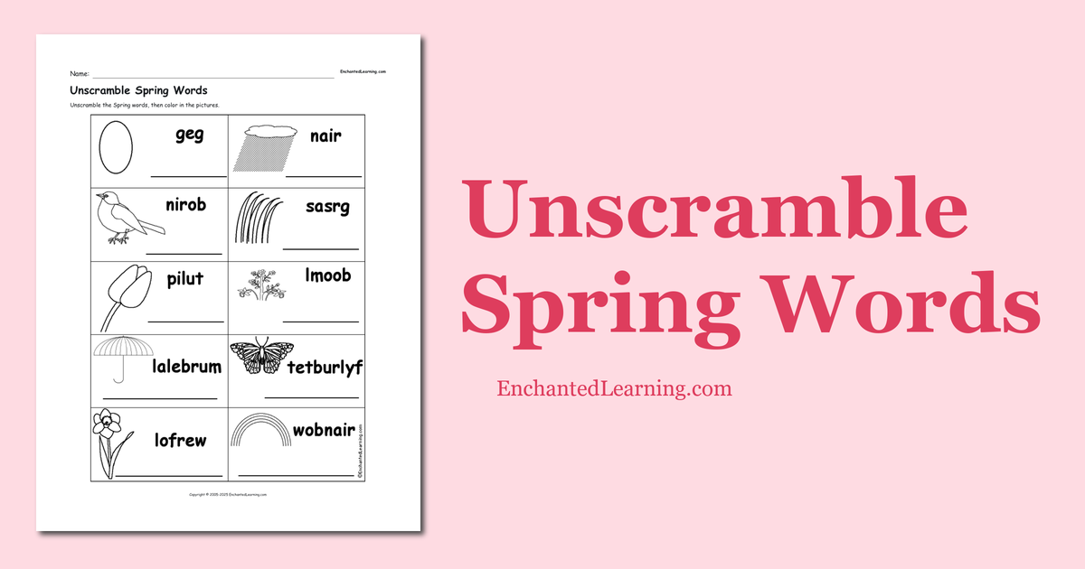 Unscramble Spring Words - Enchanted Learning