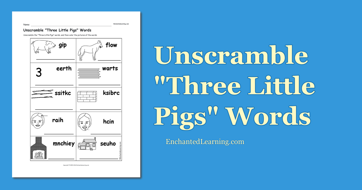 Unscramble "Three Little Pigs" Words - Enchanted Learning