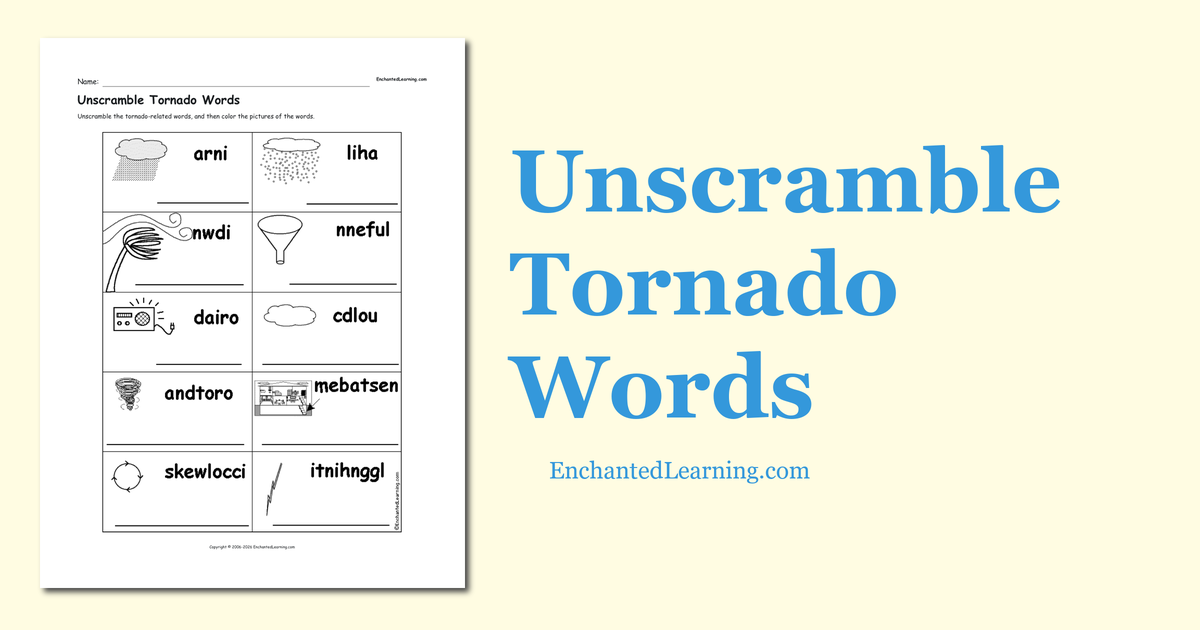 Unscramble Tornado Words - Enchanted Learning