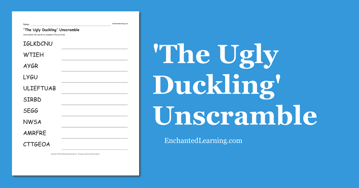 'The Ugly Duckling' Unscramble - Enchanted Learning