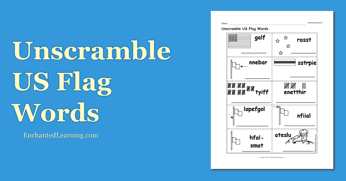Unscramble US Flag Words - Enchanted Learning