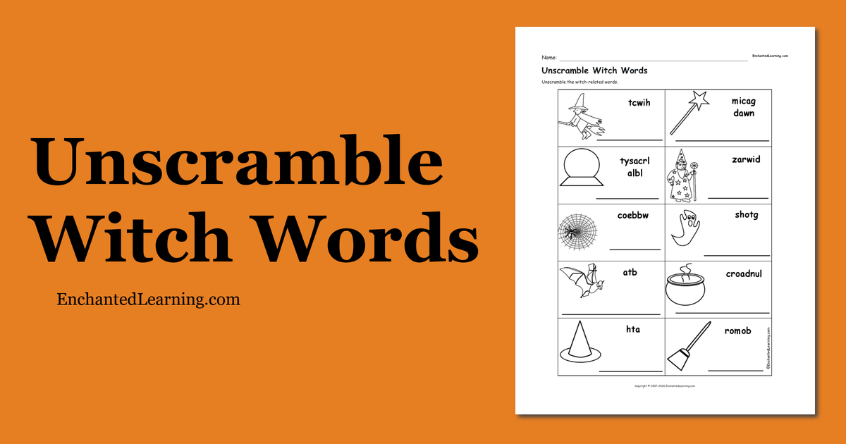 Unscramble Witch Words - Enchanted Learning